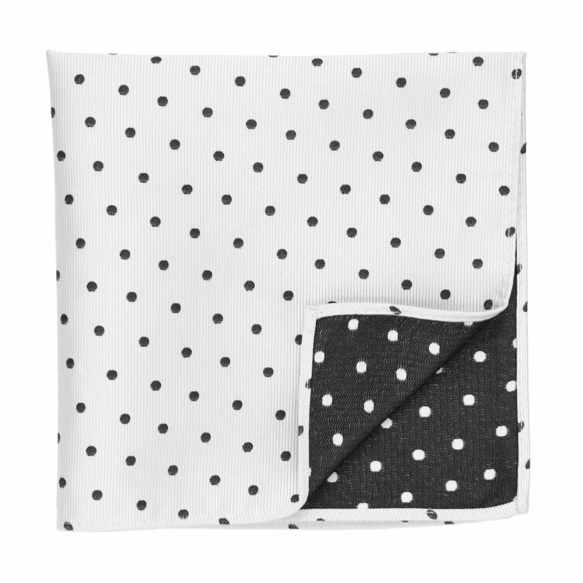 White and Black Polka Dot Pocket Square | Shop at TieMart – TieMart, Inc.