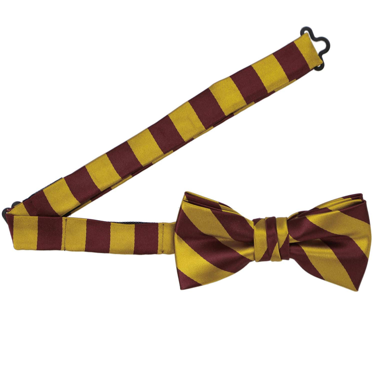 Boys' Maroon and Gold Striped Bow Tie | Shop at TieMart – TieMart, Inc.