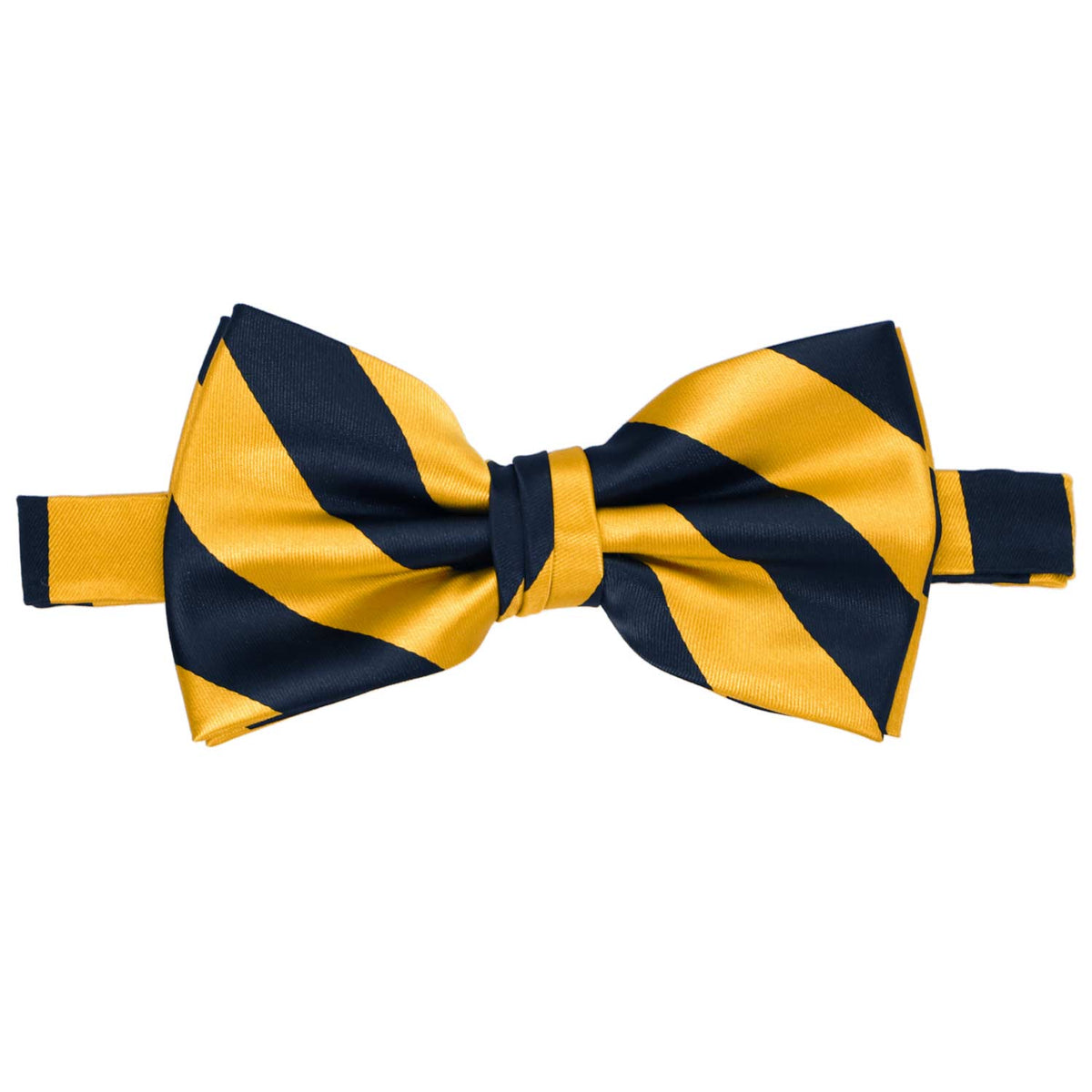 Navy Blue and Golden Yellow Striped Bow Ties | Shop at TieMart – TieMart, Inc.