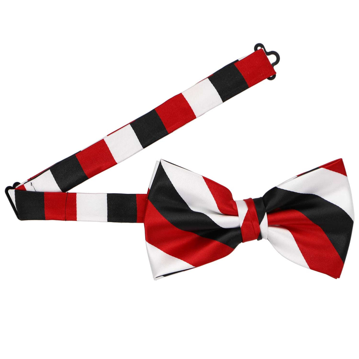 Red, Black and White Striped Bow Tie | Shop at TieMart – TieMart, Inc.