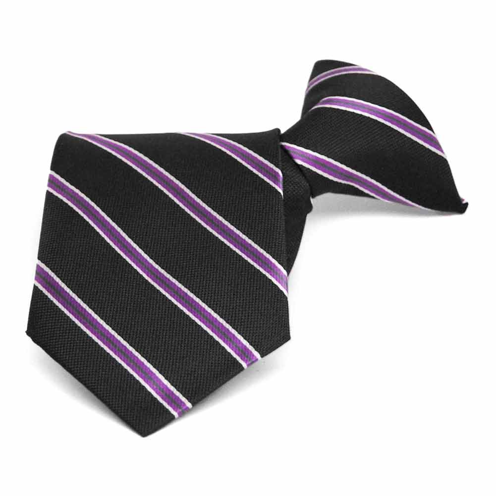 Boys' Black Striped Clip-On Ties | Shop at TieMart – TieMart, Inc.