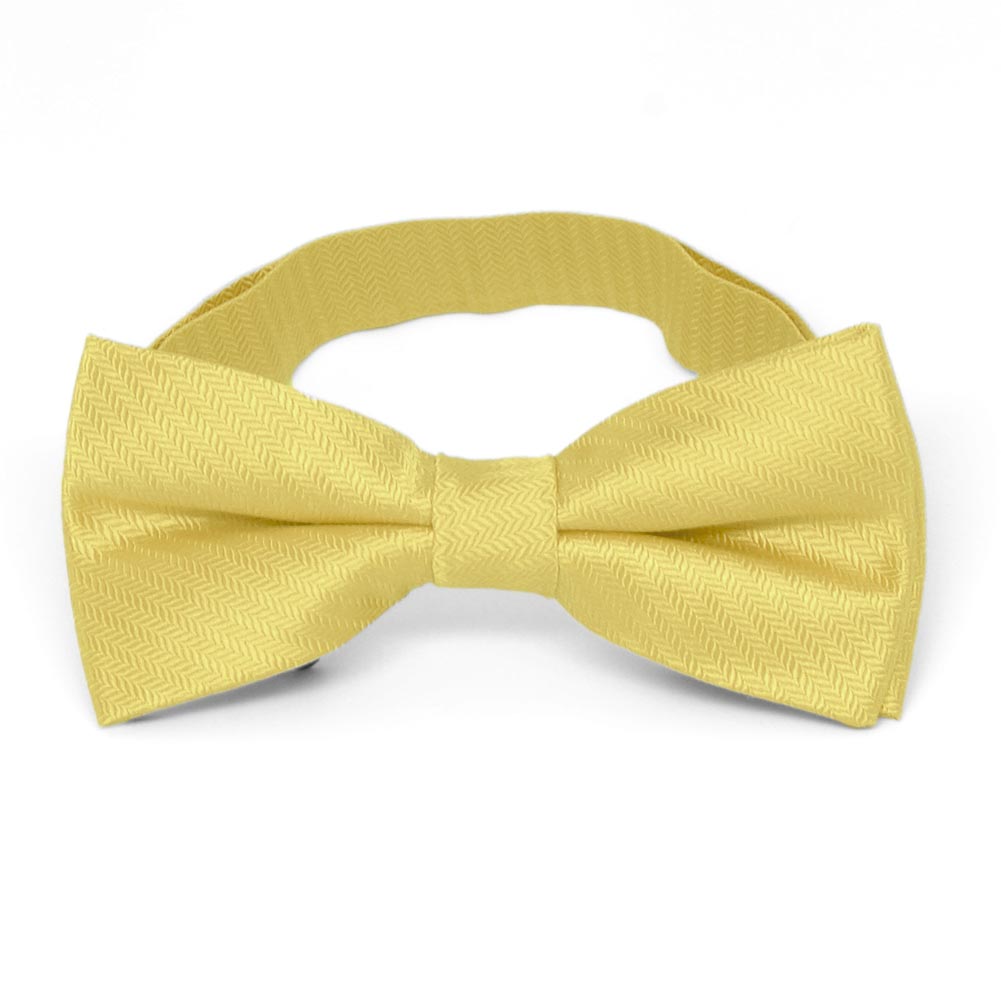 Butter Yellow Silk Herringbone Bow Tie | Shop at TieMart – TieMart, Inc.