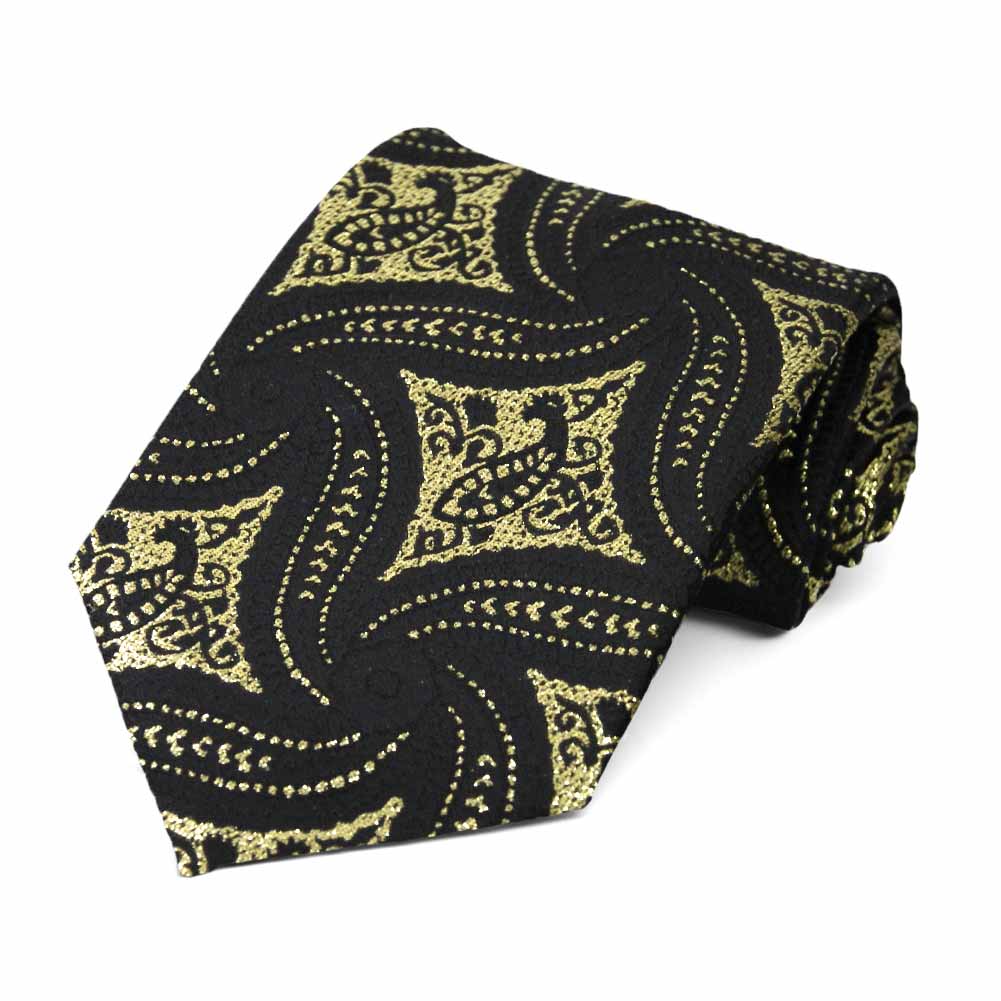 Black and Gold Metallic Paisley Tie | Shop at TieMart – TieMart, Inc.