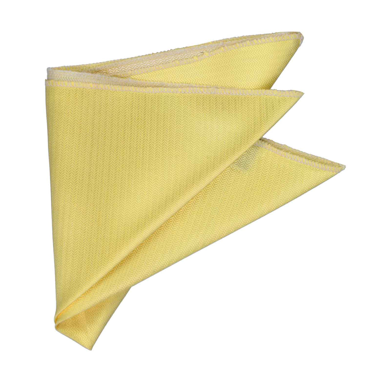 Butter Yellow Silk Herringbone Pocket Square | Shop at TieMart ...