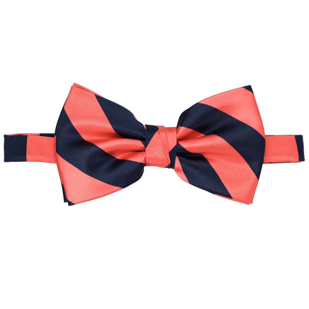 Bright Coral and Navy Blue Striped Bow Tie | Shop at TieMart – TieMart ...