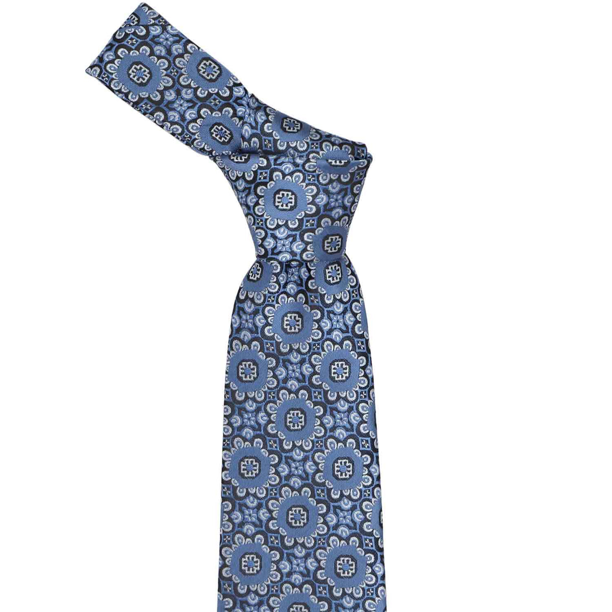 French Blue Floral Pattern Necktie | Shop at TieMart – TieMart, Inc.