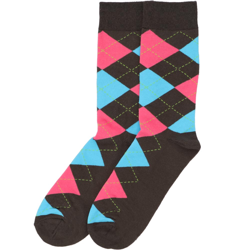 Men's Graphite Gray and Turquoise Argyle Socks | Shop at TieMart ...