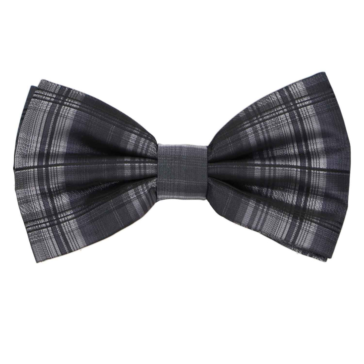 Dark Gray and Silver Plaid Bow Tie | Shop at TieMart – TieMart, Inc.