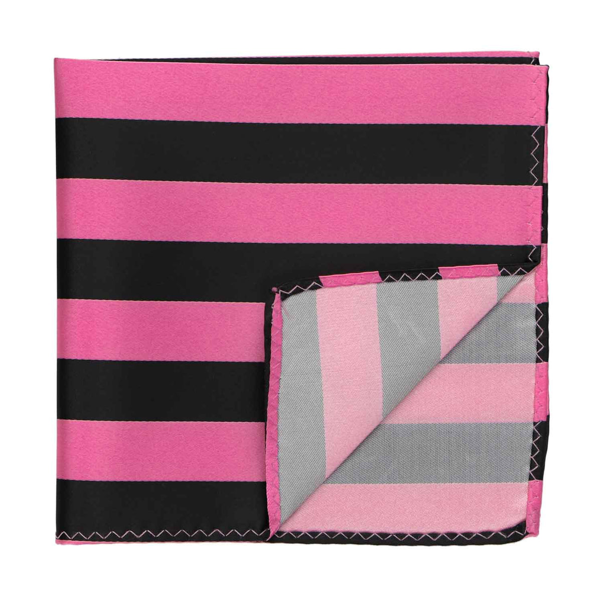 Hot Pink and Black Striped Pocket Square | Shop at TieMart – TieMart, Inc.