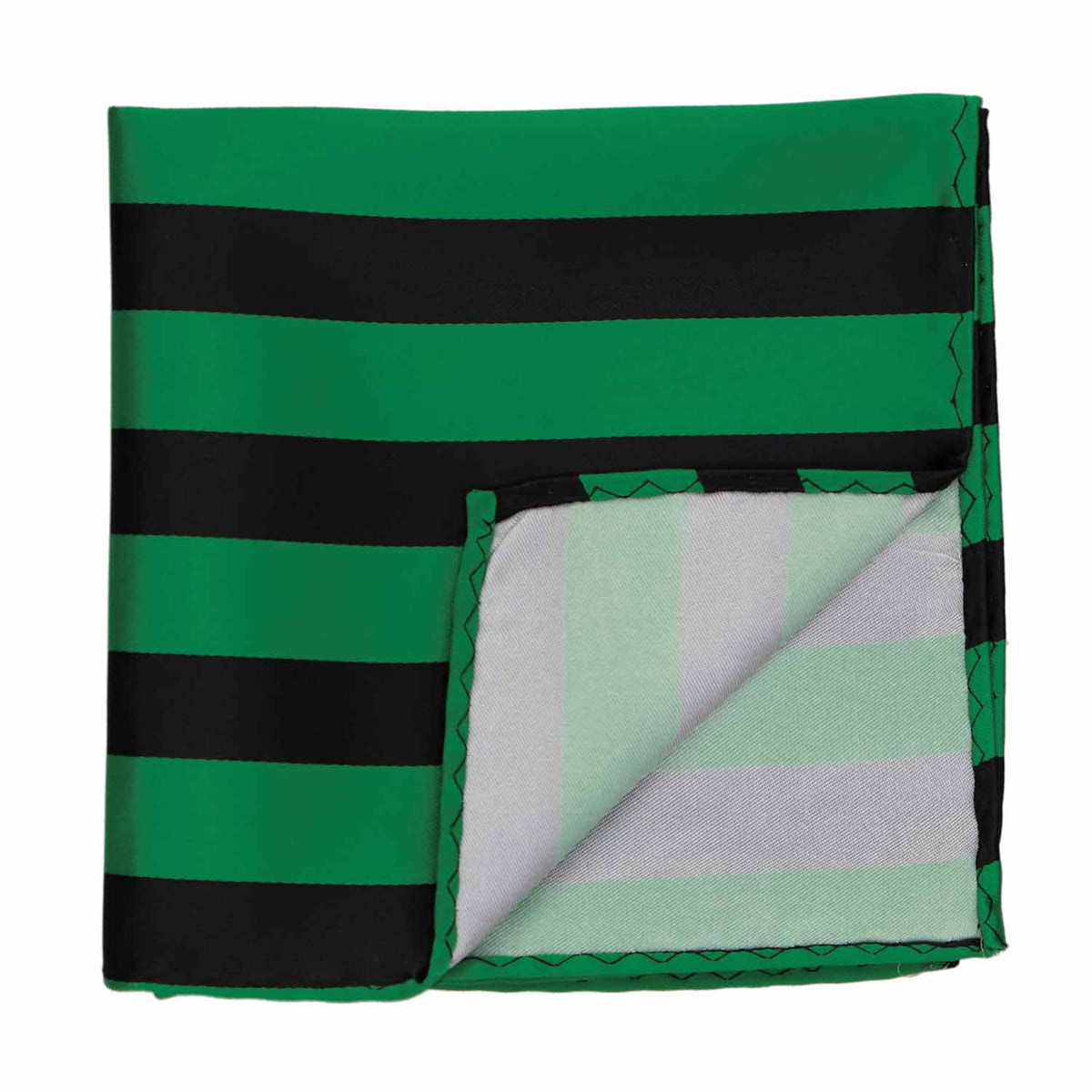 Kelly Green and Black Striped Pocket Square | Shop at TieMart – TieMart ...