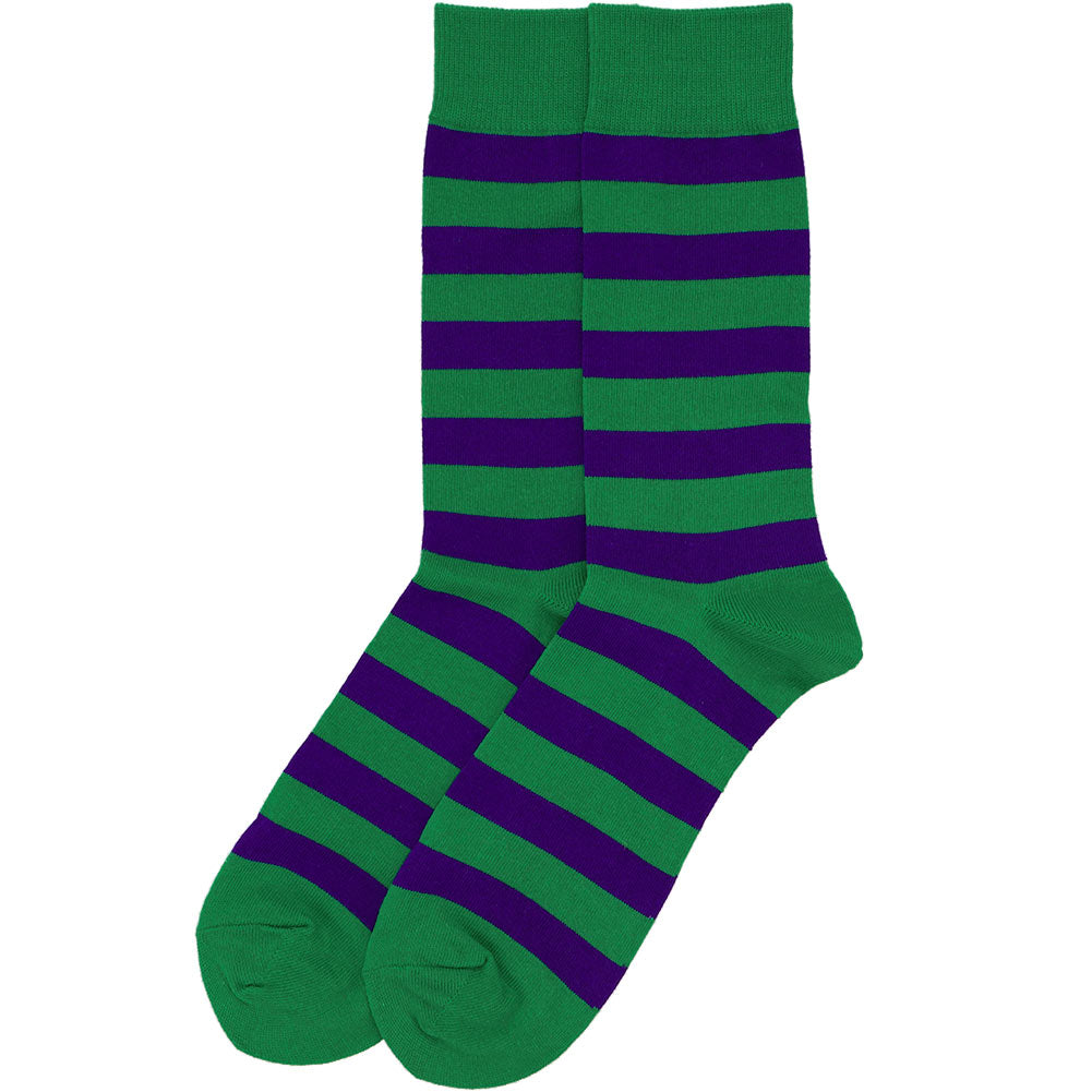 Men's Kelly Green and Dark Purple Striped Socks | Shop at TieMart ...
