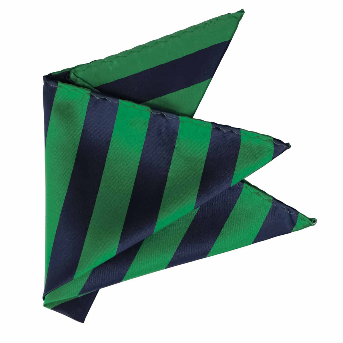Kelly Green and Navy Blue Striped Pocket Square | Shop at TieMart ...