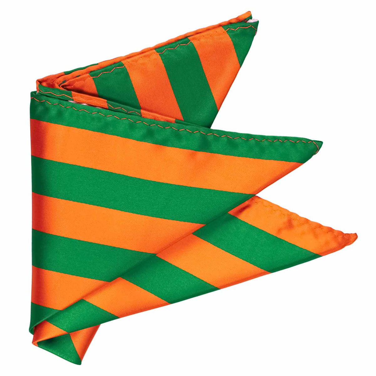 Kelly Green and Orange Striped Pocket Square | Shop at TieMart ...
