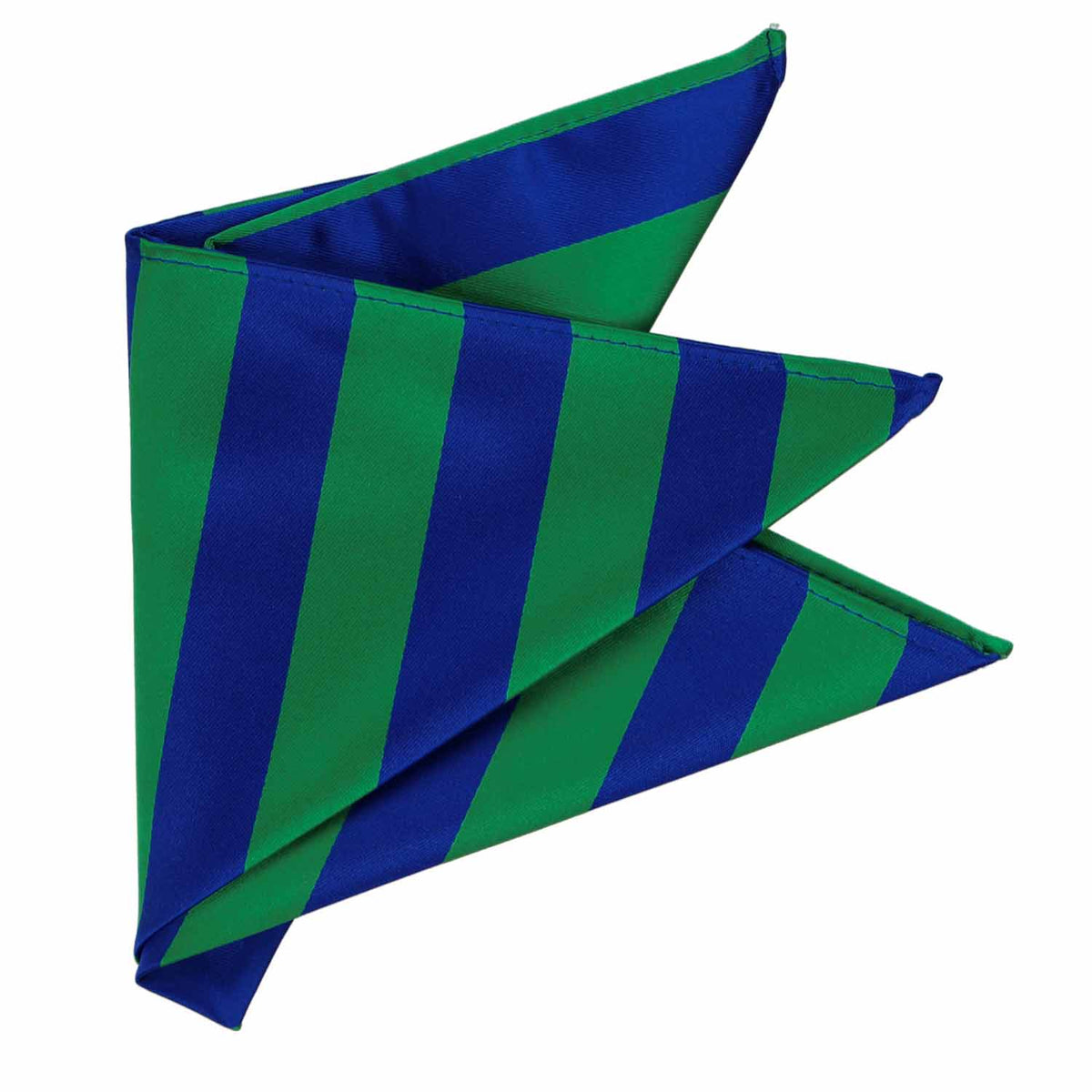 Kelly Green and Royal Blue Striped Pocket Square | Shop at TieMart ...