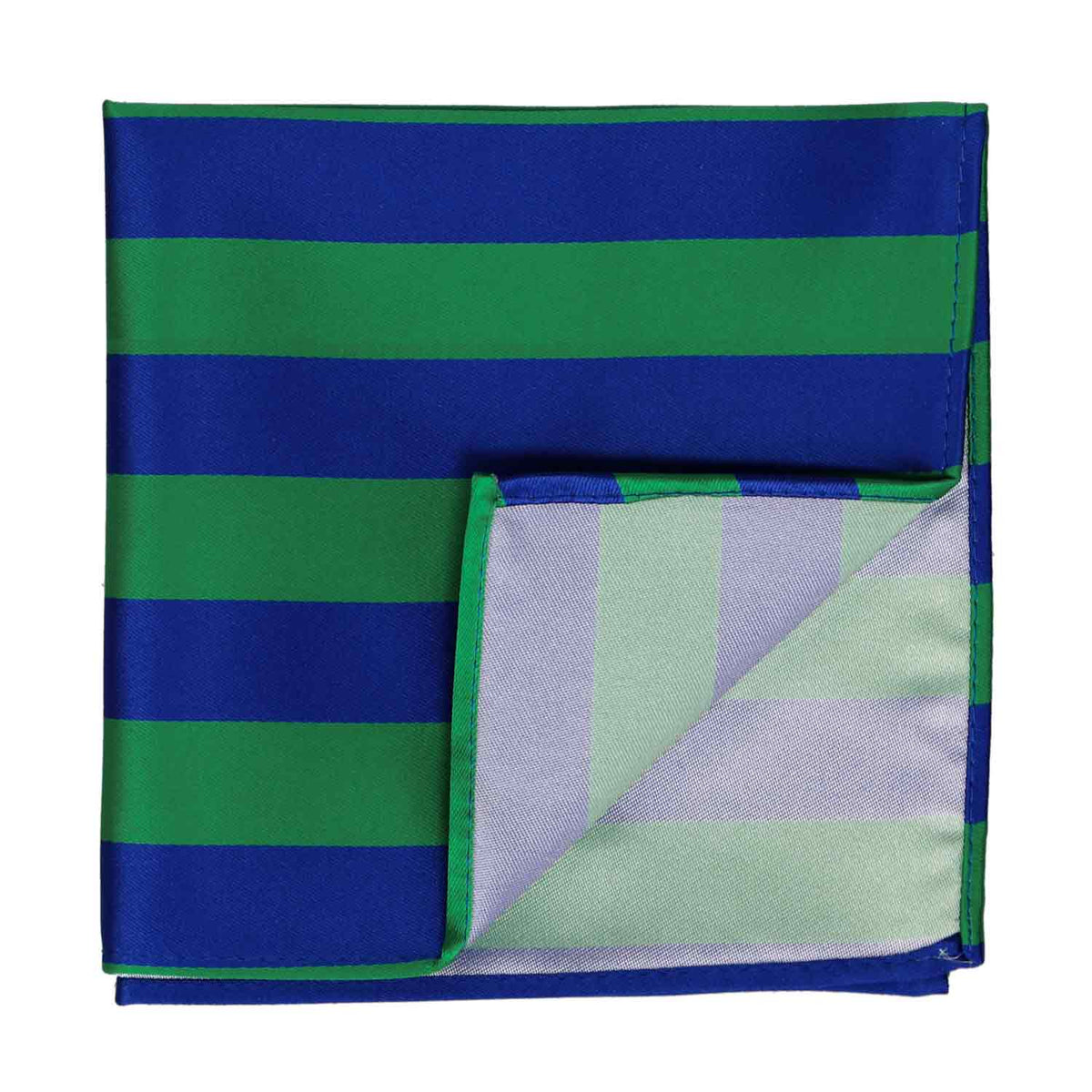 Kelly Green and Royal Blue Striped Pocket Square | Shop at TieMart ...