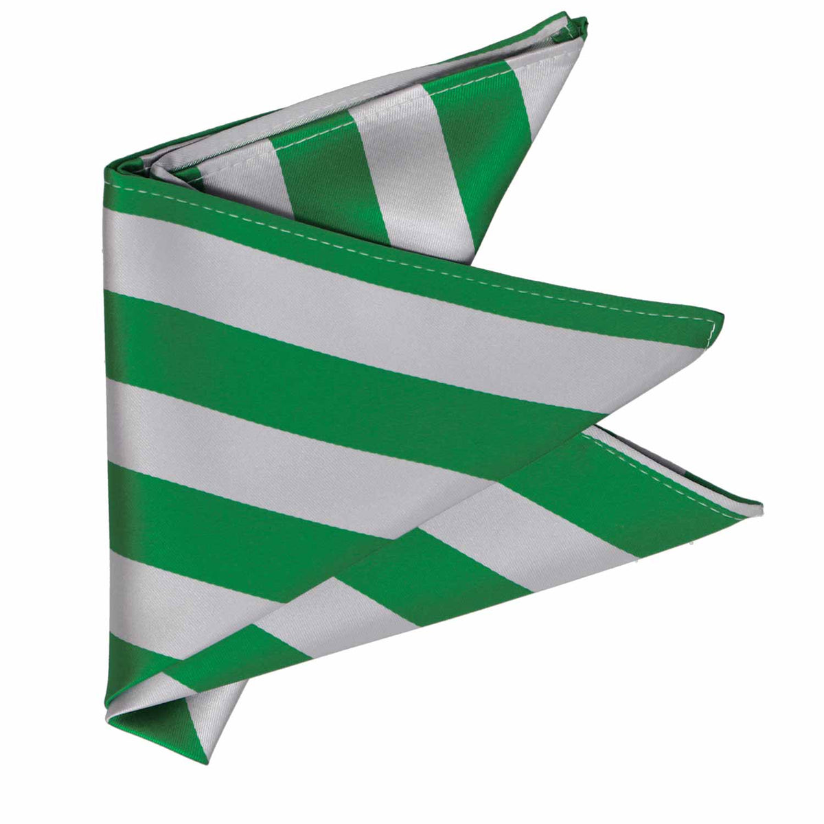 Kelly Green and Silver Striped Pocket Square | Shop at TieMart ...