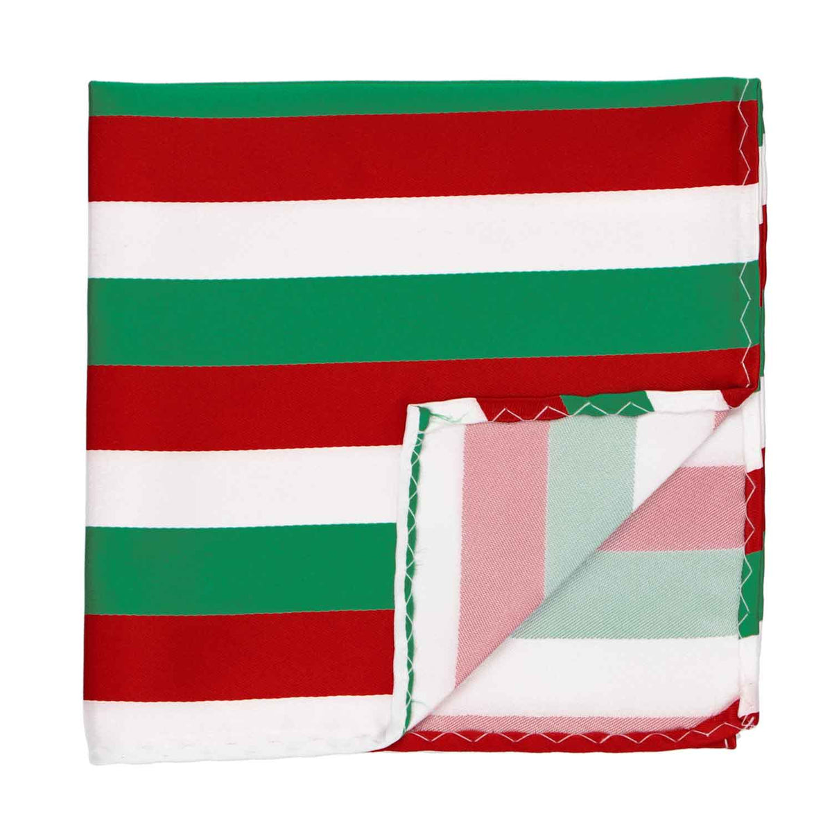 Kelly Green White and Red Striped Pocket Square | Shop at TieMart ...