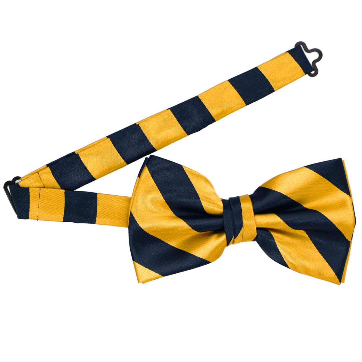 Navy Blue and Golden Yellow Striped Bow Ties | Shop at TieMart ...