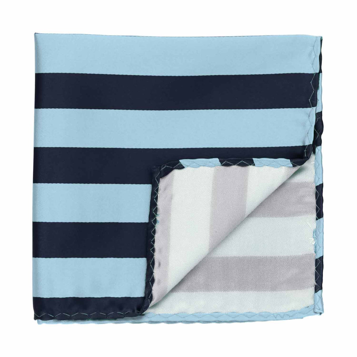 Navy Blue and Light Blue Striped Pocket Square | Shop at TieMart ...