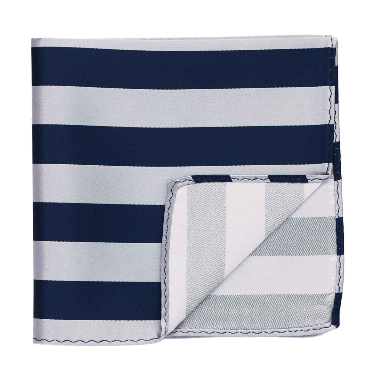 Navy Blue and Silver Striped Pocket Square | Shop at TieMart – TieMart ...