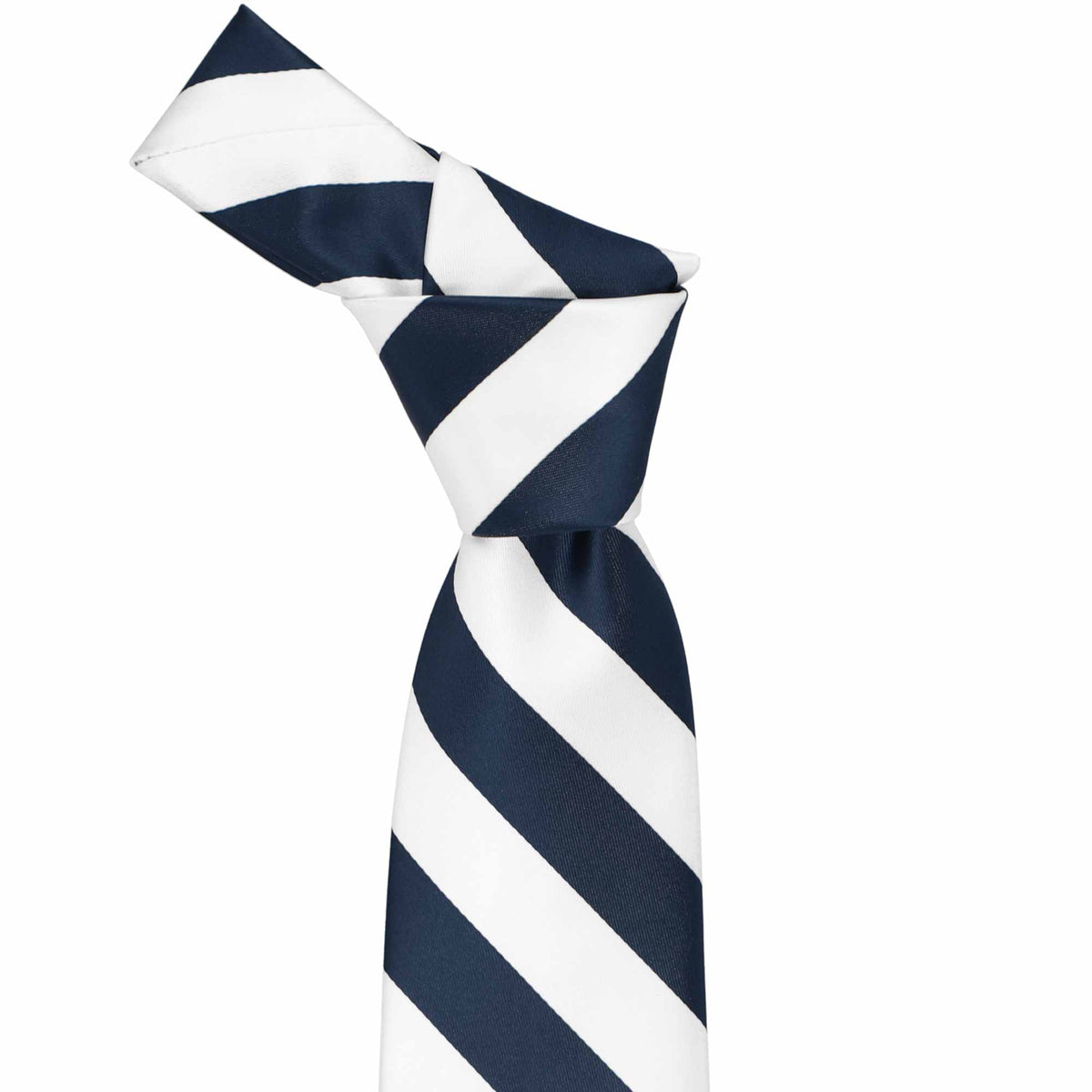 Navy Blue and White Striped Tie | Shop at TieMart – TieMart, Inc.