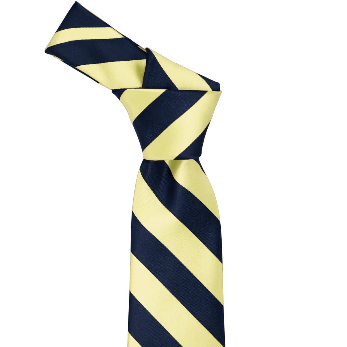 Navy Blue and Light Yellow Striped Tie | Shop at TieMart – TieMart, Inc.