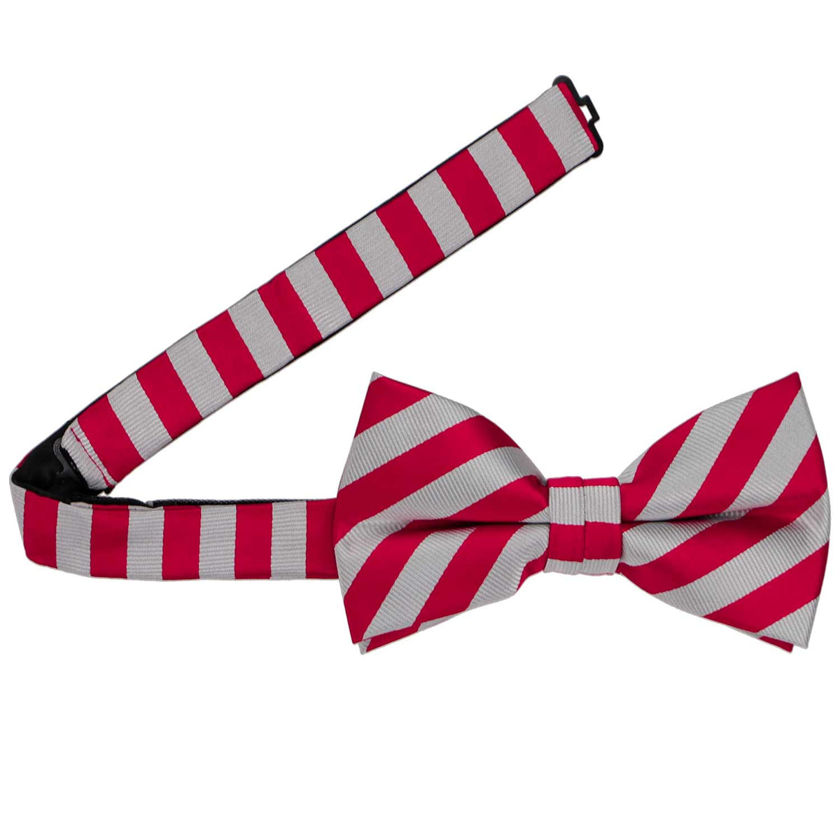 Red and Silver Formal Striped Bow Tie | Shop at TieMart – TieMart, Inc.