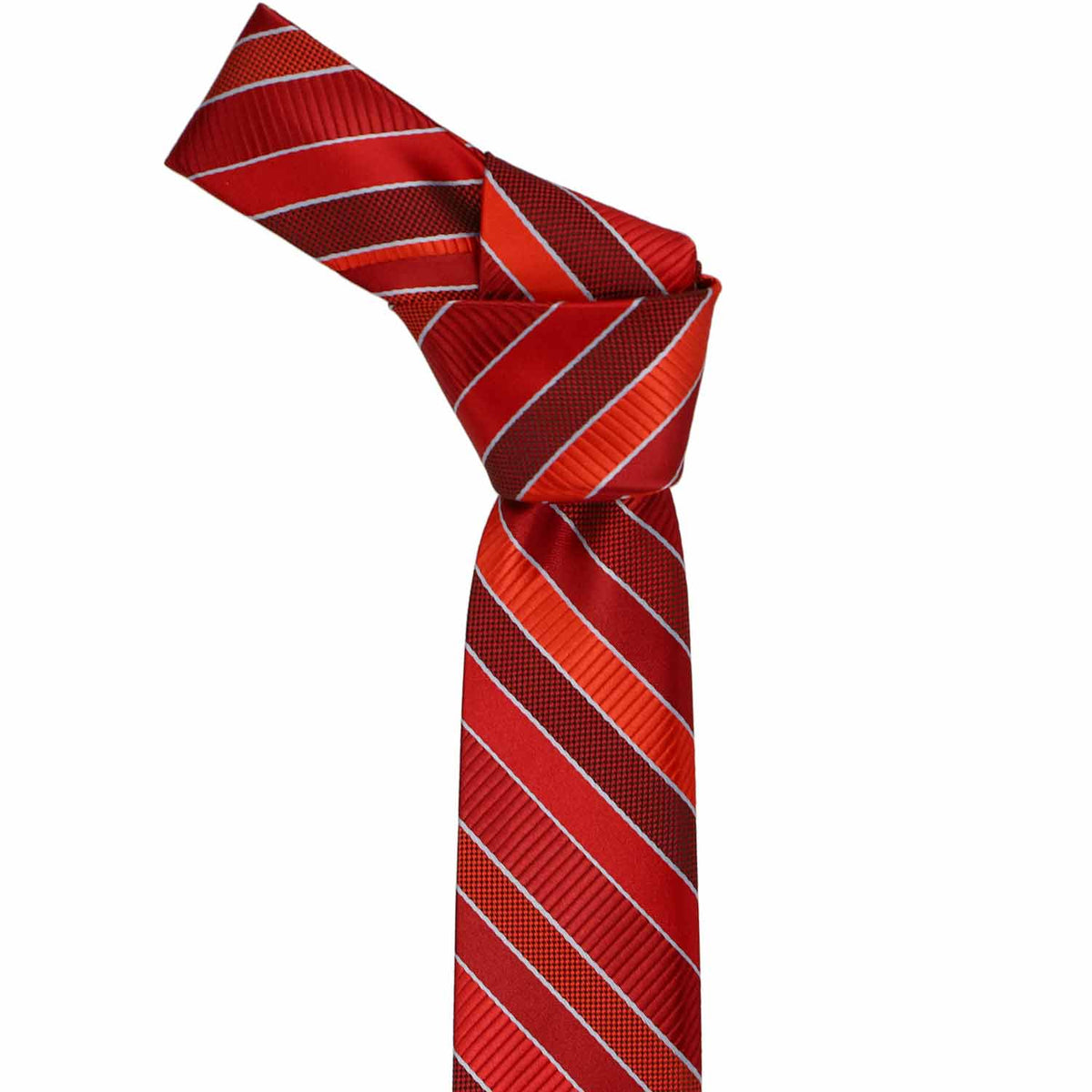 Red Striped Slim Necktie, 2.5" Width | Shop at TieMart – TieMart, Inc.