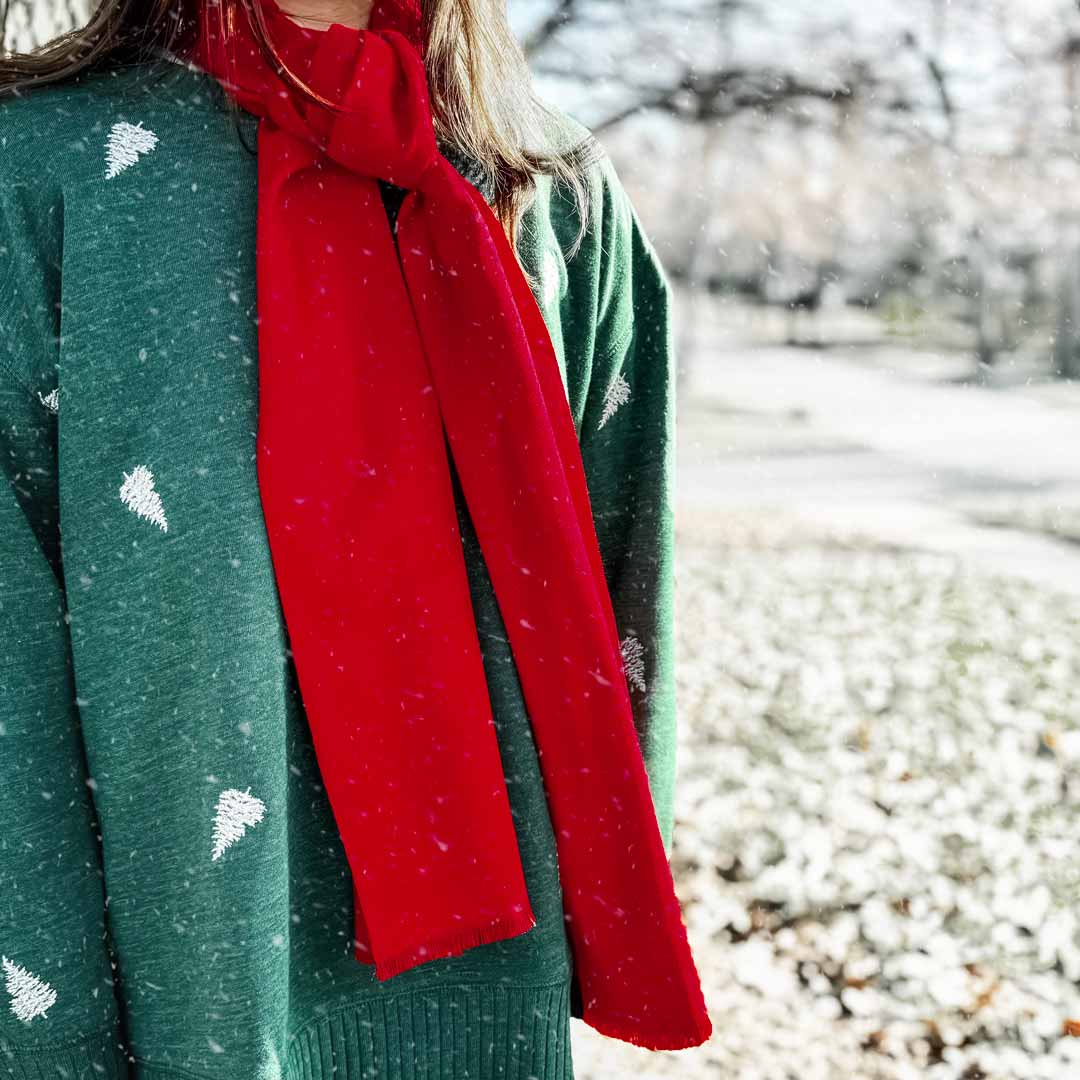 Red Solid Color Winter Scarf | Shop at TieMart – TieMart, Inc.