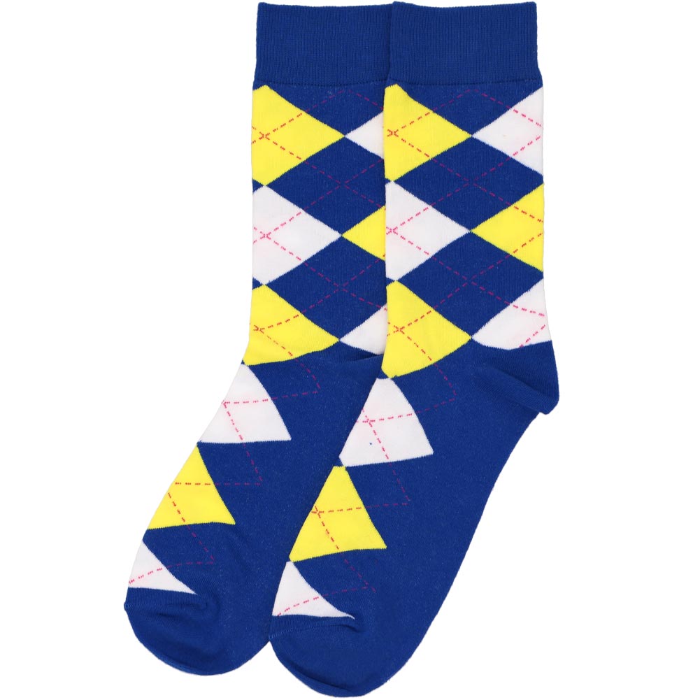 Men's Royal Blue and Yellow Argyle Socks | Shop at TieMart – TieMart, Inc.