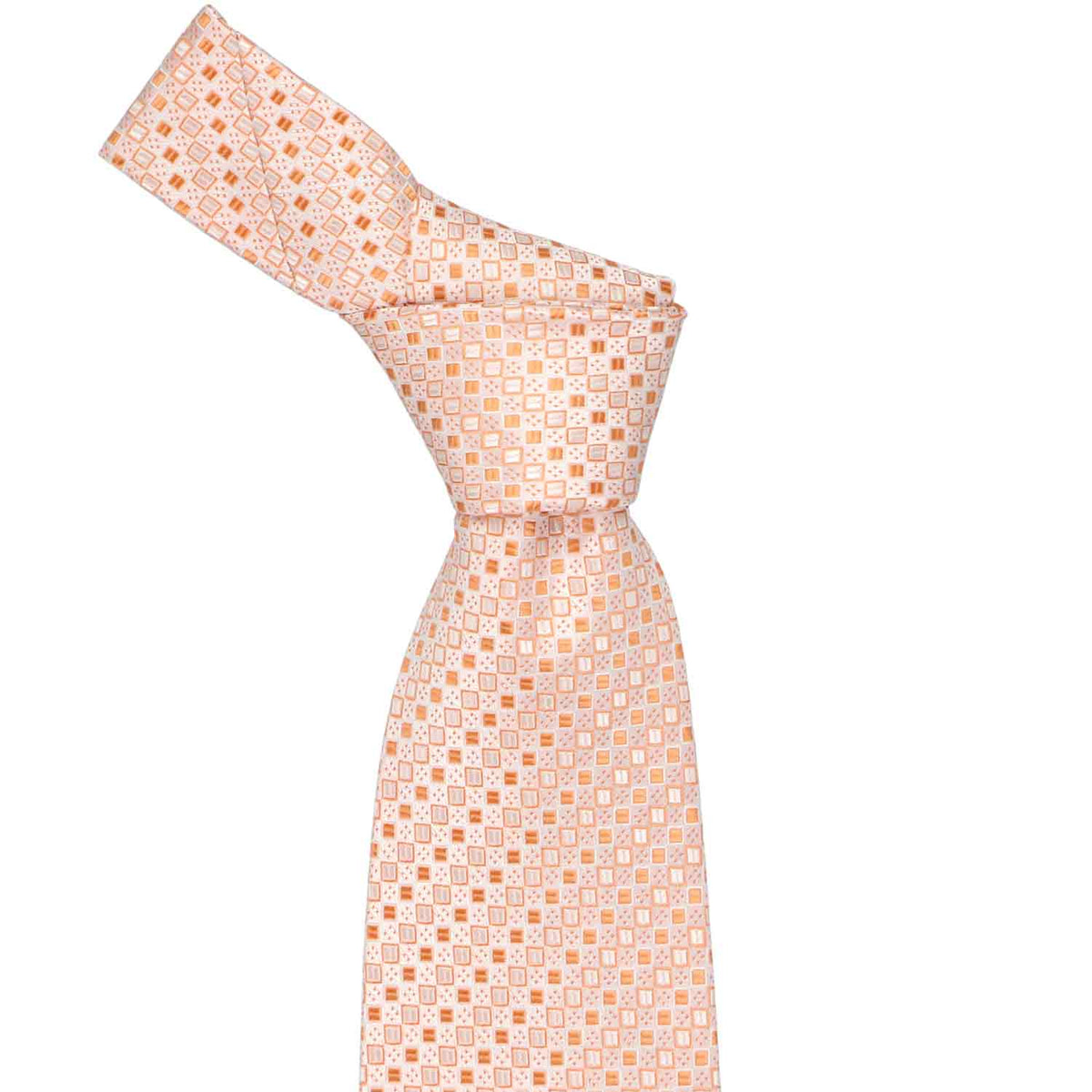 Bright Tangerine Square Pattern Extra Long Tie | Shop at TieMart ...