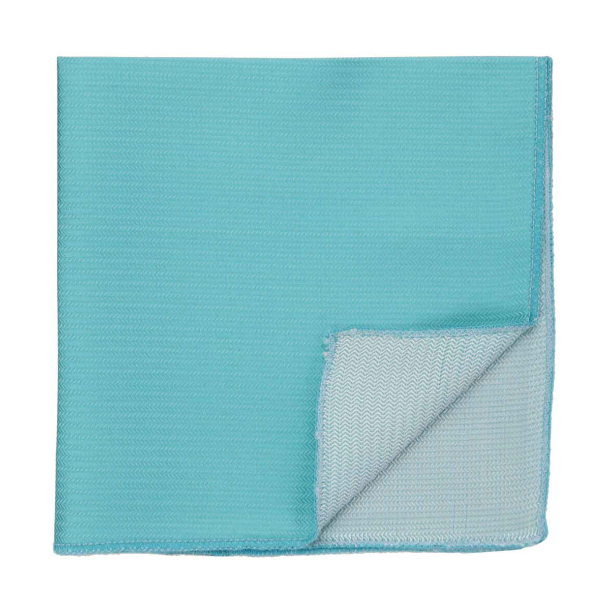 Turquoise Herringbone Silk Pocket Square | Shop at TieMart – TieMart, Inc.