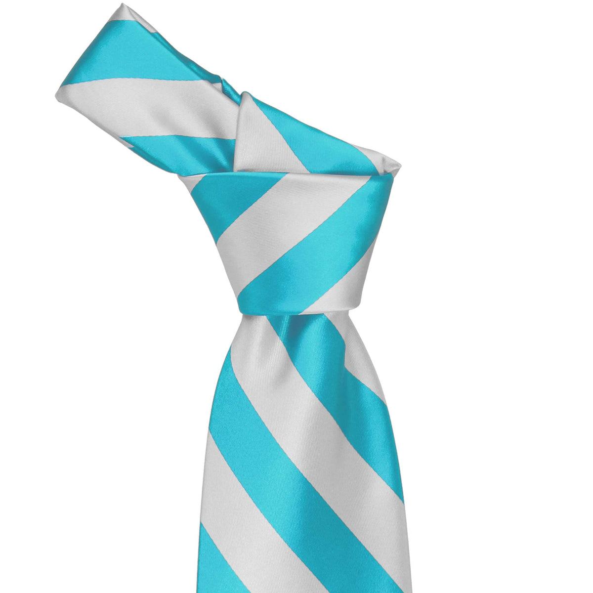Turquoise and Silver Striped Tie | Shop at TieMart – TieMart, Inc.