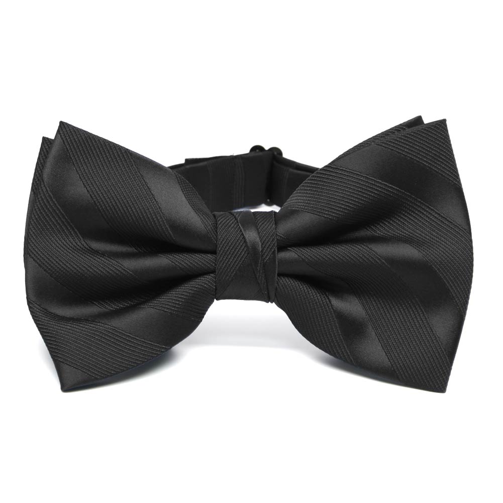 Black Tone-on-Tone Striped Bow Tie | Shop at TieMart – TieMart, Inc.