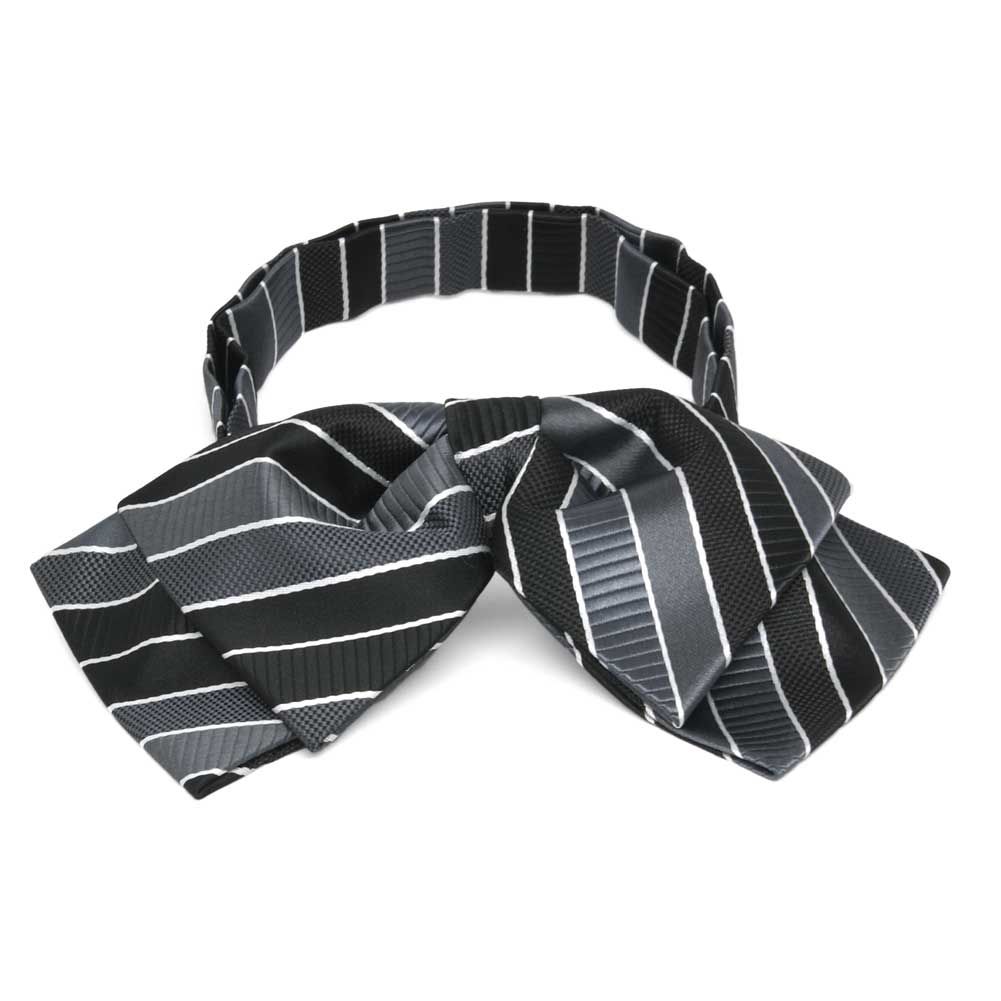 Black Striped Floppy Bow Tie | Shop at TieMart – TieMart, Inc.