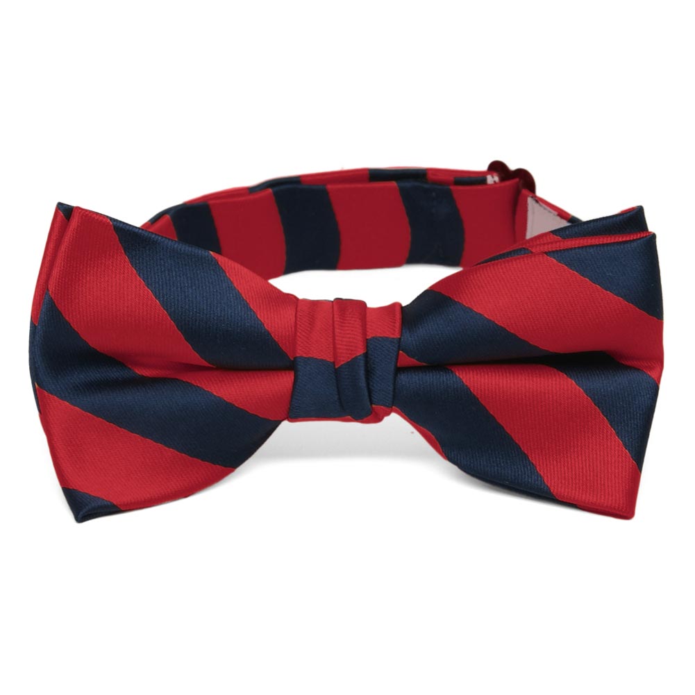 Boys' Red and Navy Blue Striped Bow Tie | Shop at TieMart – TieMart, Inc.