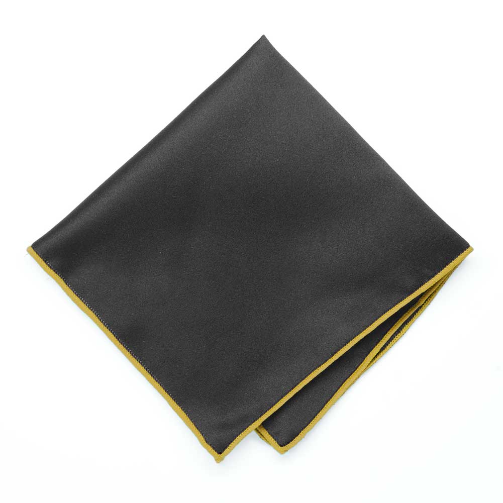 Gold Tipped Black Pocket Square | Shop at TieMart – TieMart, Inc.