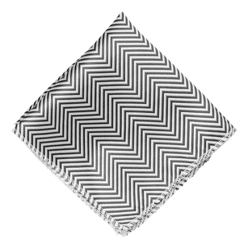 Pewter Chevron Striped Pocket Square | Shop at TieMart – TieMart, Inc.