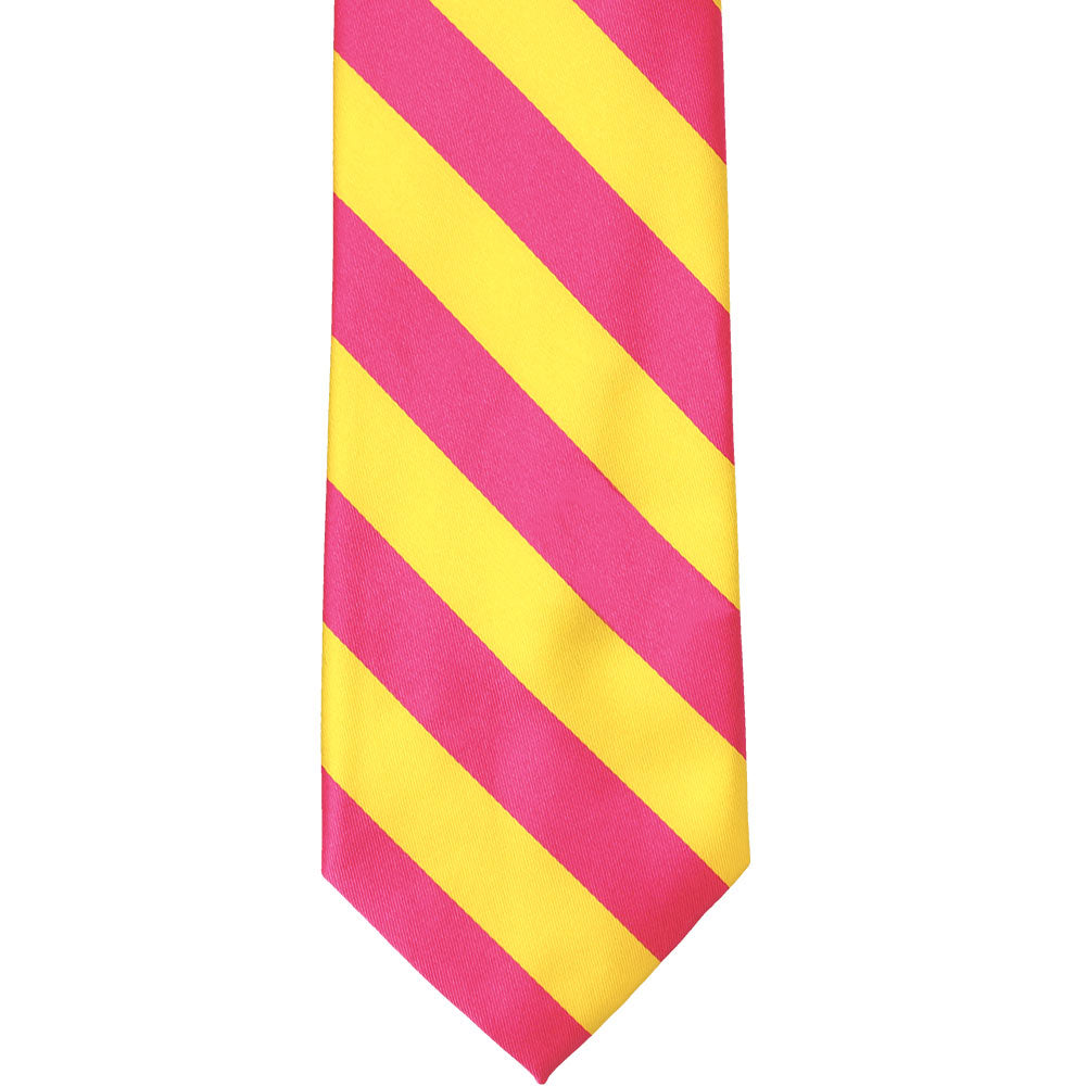 Hot Pink and Yellow Striped Tie | Shop at TieMart – TieMart, Inc.