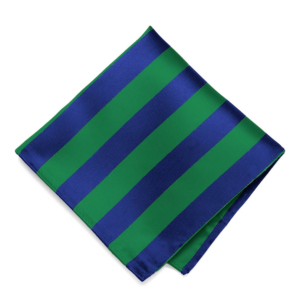 Kelly Green and Royal Blue Striped Pocket Square | Shop at TieMart ...