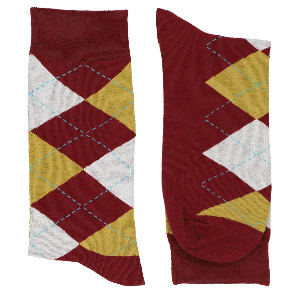Men's Maroon and Gold Argyle Socks | Shop at TieMart – TieMart, Inc.