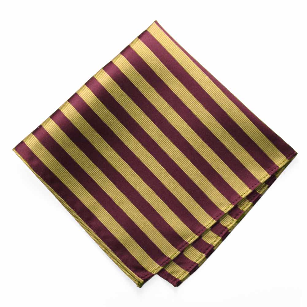 Maroon and Gold Formal Striped Pocket Square | Shop at TieMart ...