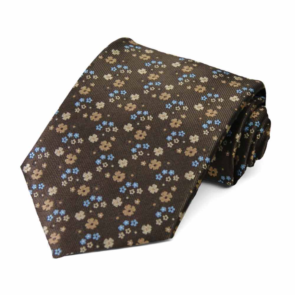 Chocolate Brown Floral Tie | Shop at TieMart – TieMart, Inc.