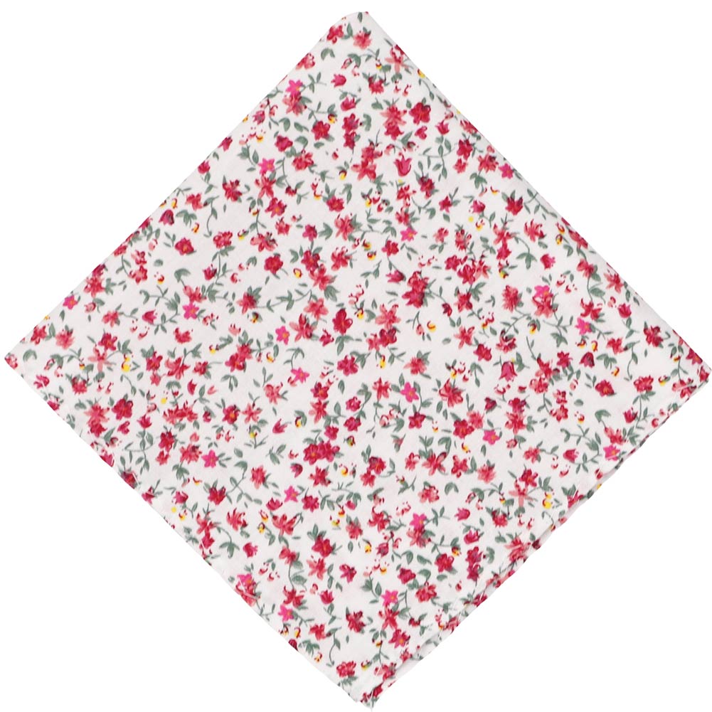Fuchsia and White Floral Cotton Pocket Square | Shop at TieMart ...