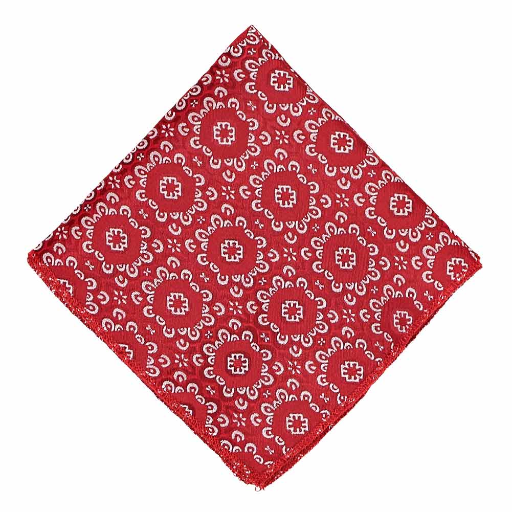 Red Floral Pattern Pocket Square | Shop at TieMart – TieMart, Inc.