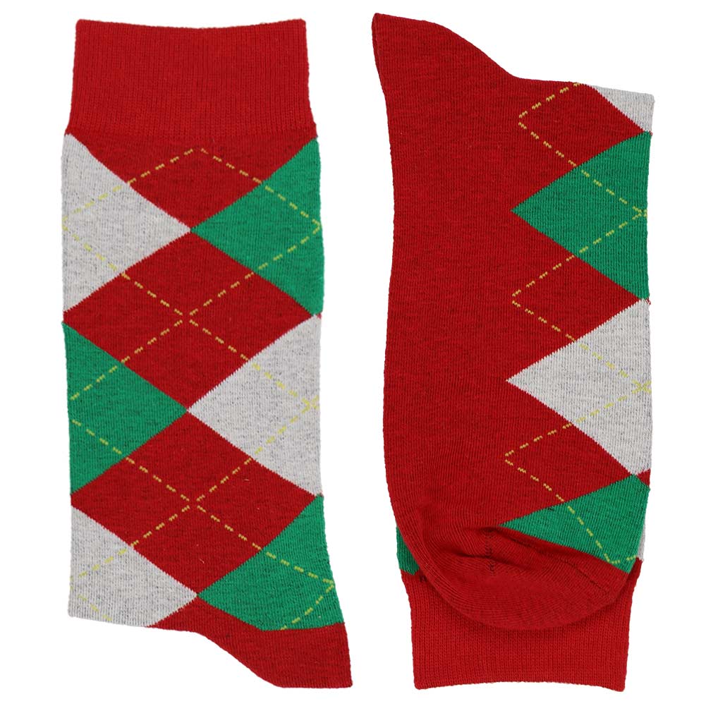 Men's Red and Green Argyle Socks | Shop at TieMart – TieMart, Inc.