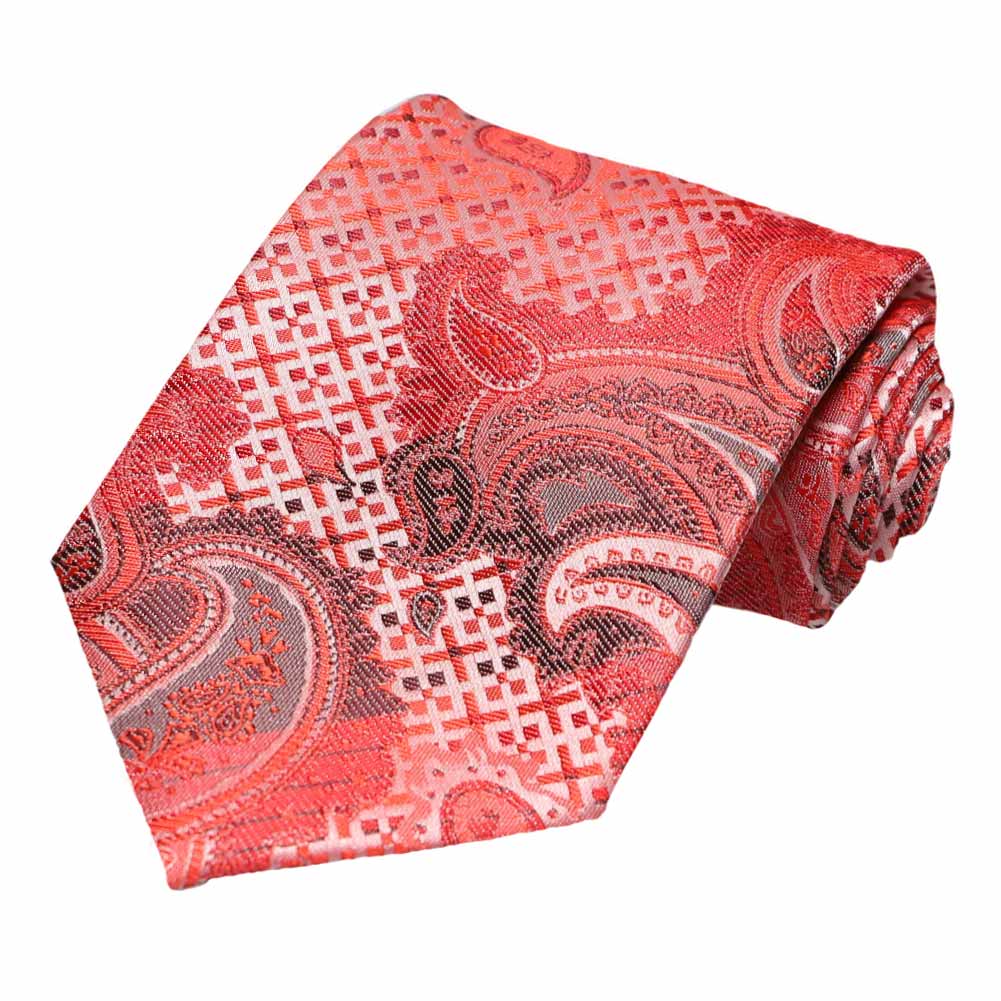 Red Geometric Paisley Necktie | Shop at TieMart – TieMart, Inc.