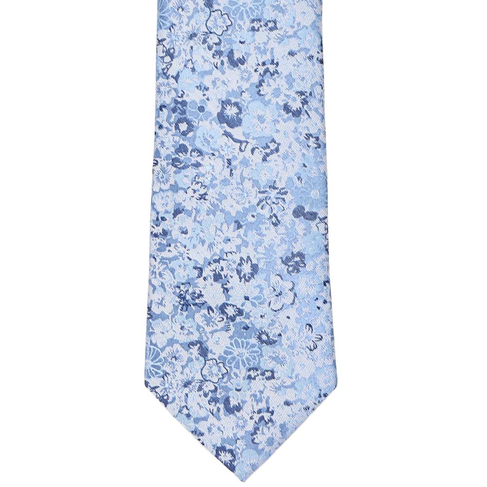 Steel Blue Floral Silk Extra Long Necktie | Shop at TieMart – TieMart, Inc.