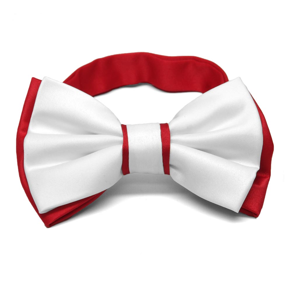 White and Red Dual-Color Bow Tie | Shop at TieMart – TieMart, Inc.