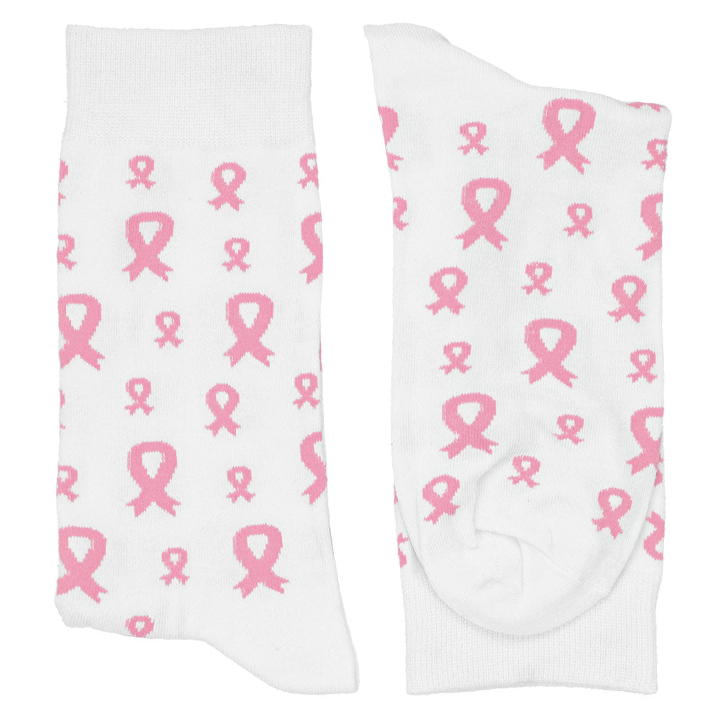 Men’s Breast Cancer Awareness Socks | White Crew Socks – TieMart, Inc.